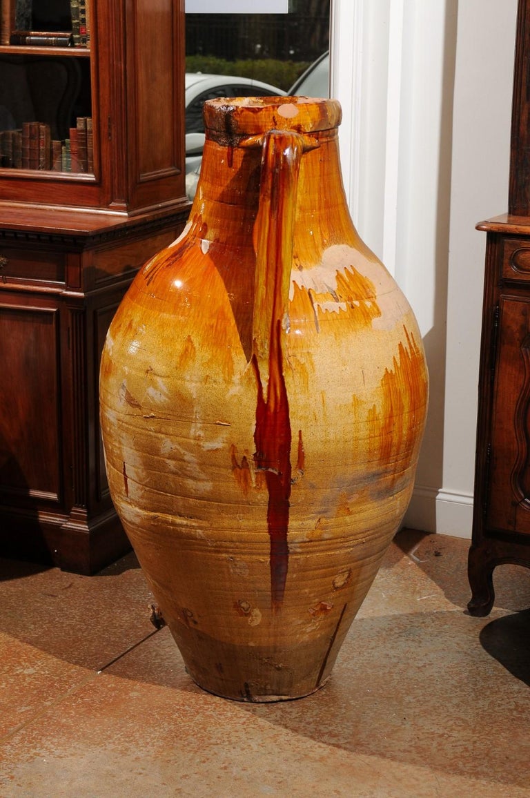 Italian 18th Century Yellow Glazed Two-Handled Olive Oil Jar with ...