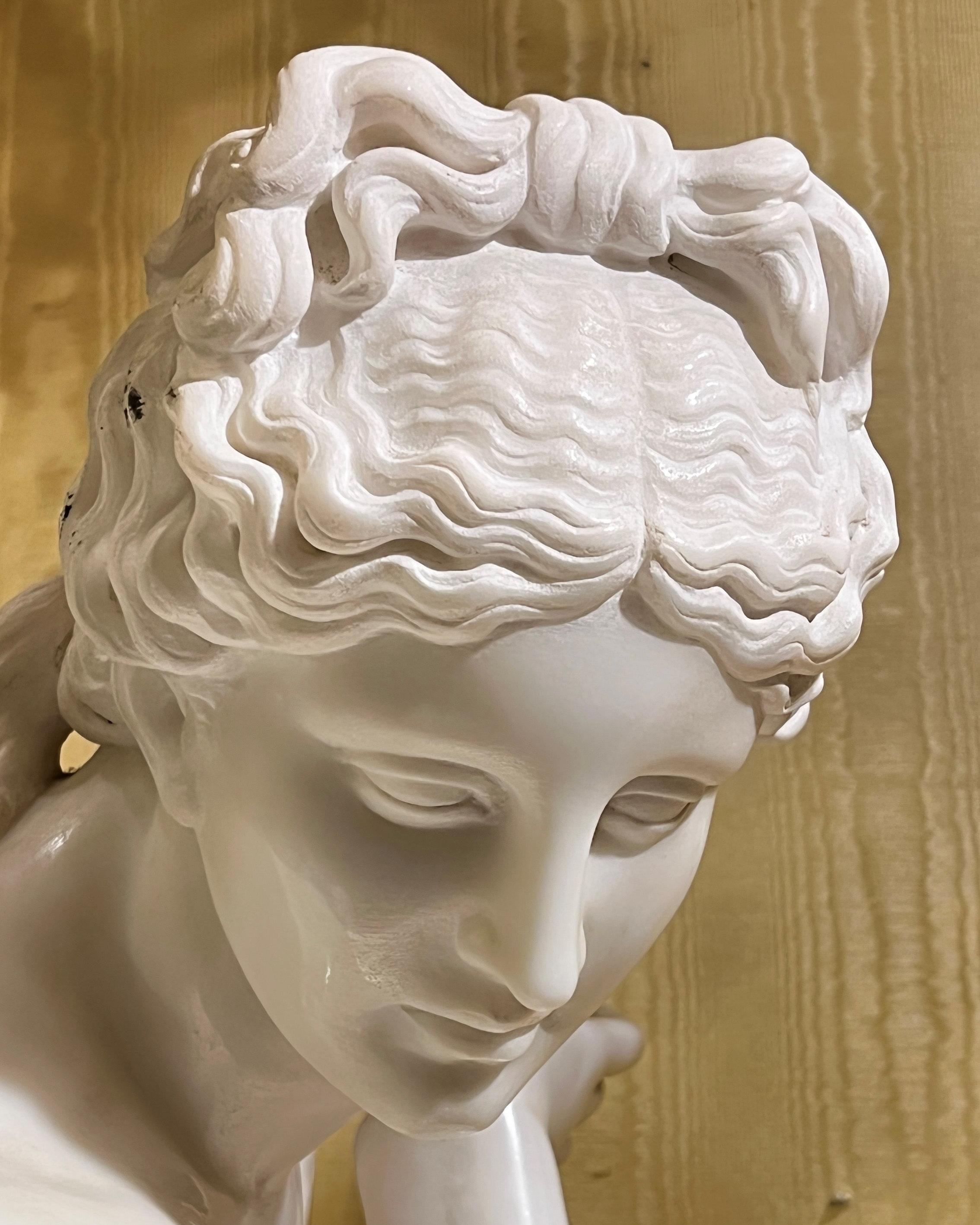 Italian 19th Century Crouching Venus Marble Statue After the Antique P ...