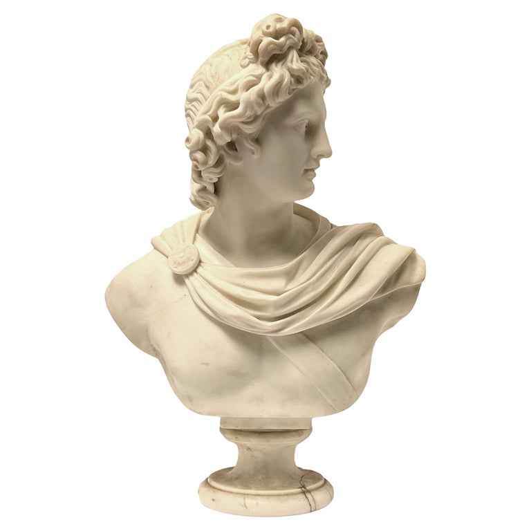 Italian 19 Century Marble Bust of Apollo at 1stDibs