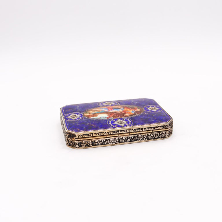 Italian 1920 Renaissance Revival Enameled Octagonal Box in .800 Silver ...
