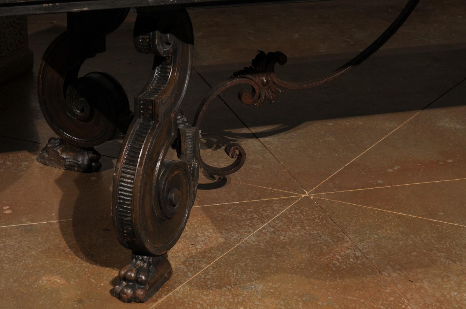 Italian 1920s Ebonized Walnut Dining Table with Carved S-Scroll Legs on ...