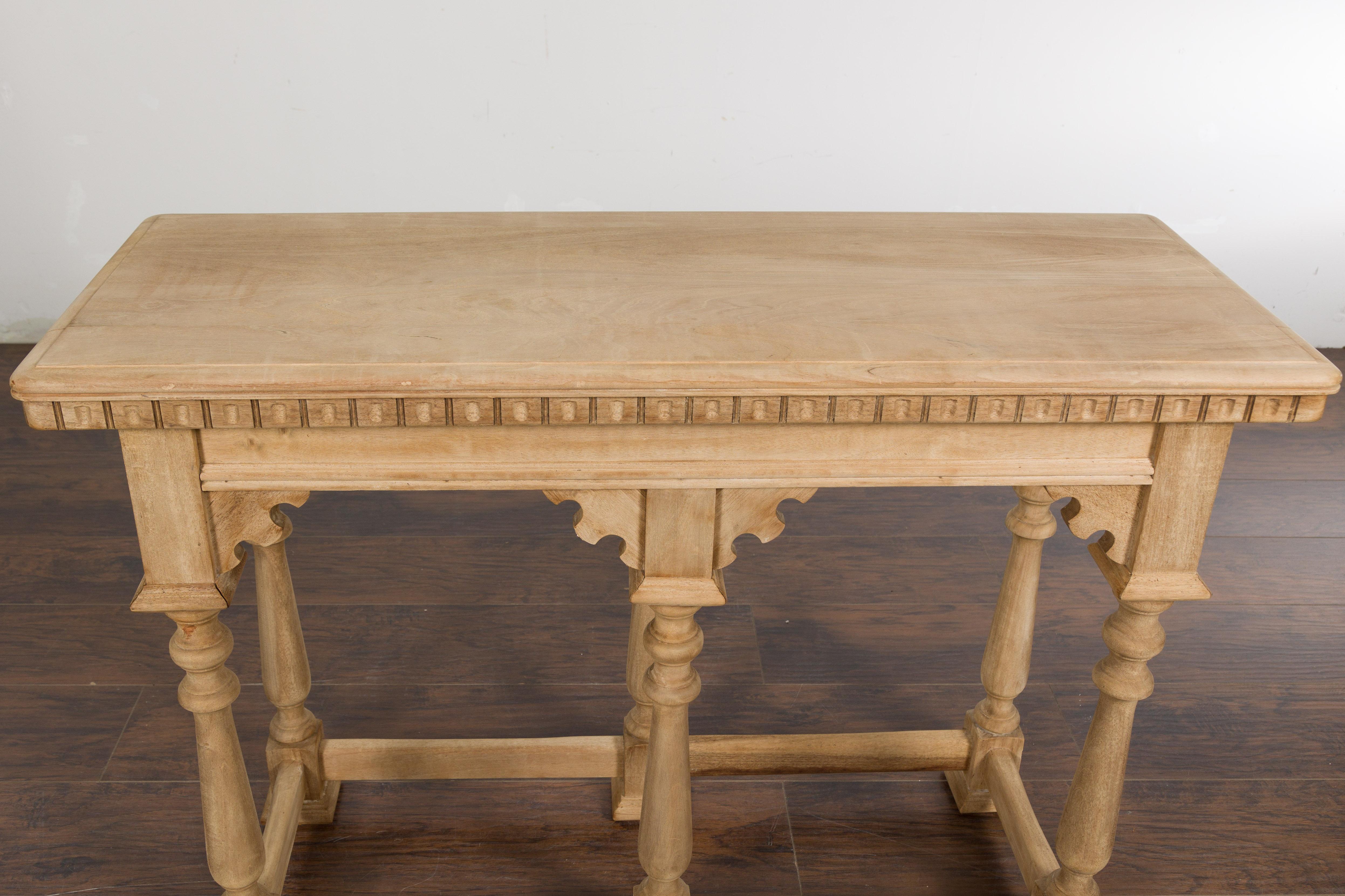 Italian 1920s Walnut Console Table with Carved Spandrels and Baluster ...