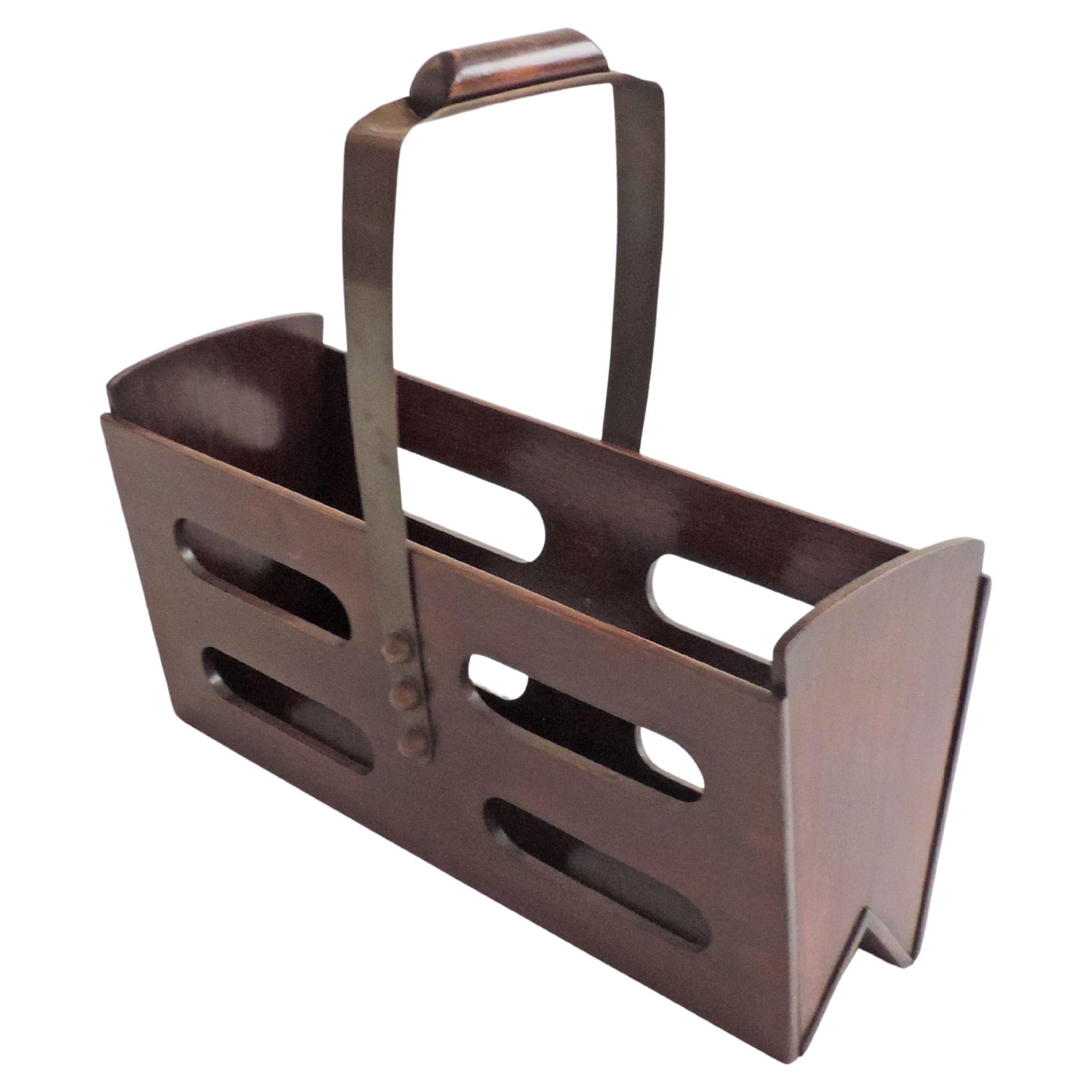 Midcentury 1940s Expanded Metal and Iron Magazine Rack For Sale at 1stDibs