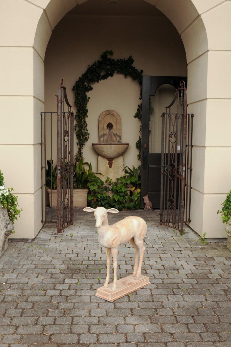 Italian 1940s Carved Wooden Cream Colored Pompeian Style Deer Mounted ...