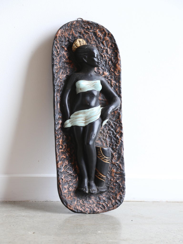 Italian 1950s Plaster African Women Wall Decoration For Sale at 1stDibs