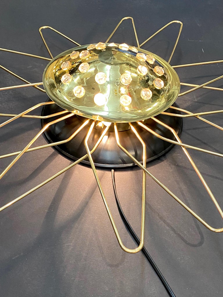 Italian 1950s Brass and Enamel Ceiling or Wall Mount Atomic Light For ...