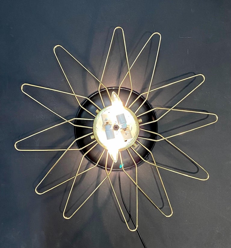 Italian 1950s Brass and Enamel Ceiling or Wall Mount Atomic Light For ...