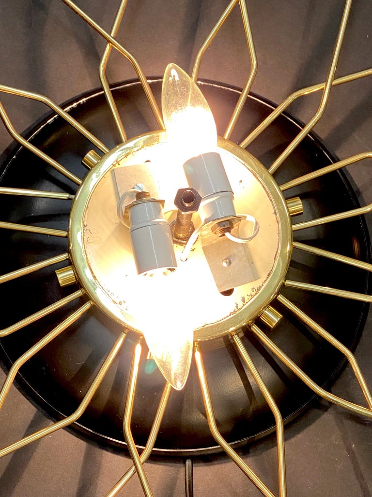 Italian 1950s Brass and Enamel Ceiling or Wall Mount Atomic Light For ...