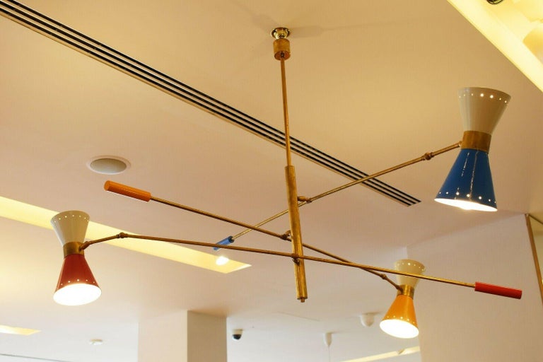 Italian 1950s Stilnovo Style Brass Ceiling Light at 1stDibs