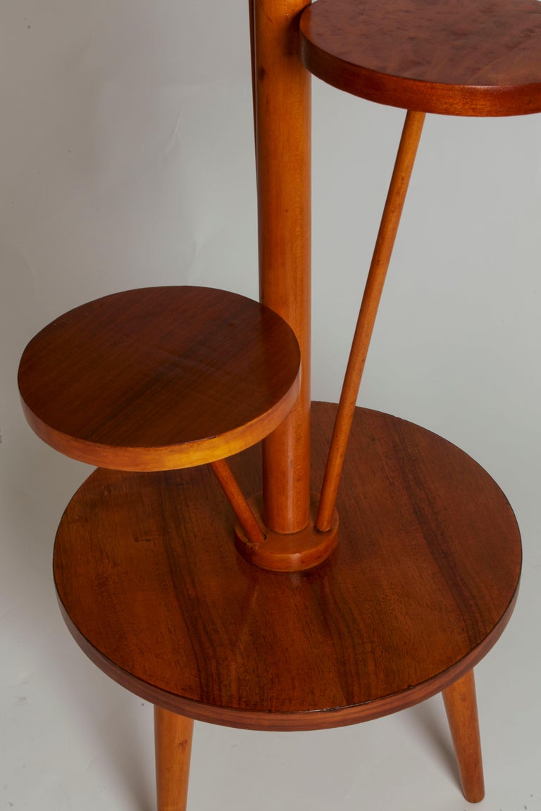 Italian 1950's Walnut Multi Tier Circular Side Table For Sale at 1stDibs