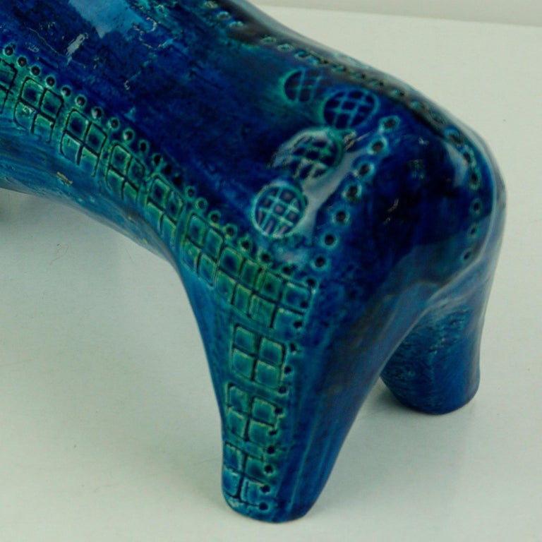 Italian 1960s Big Rimini Blu Bull Designed by Aldo Londi for Bitossi at ...