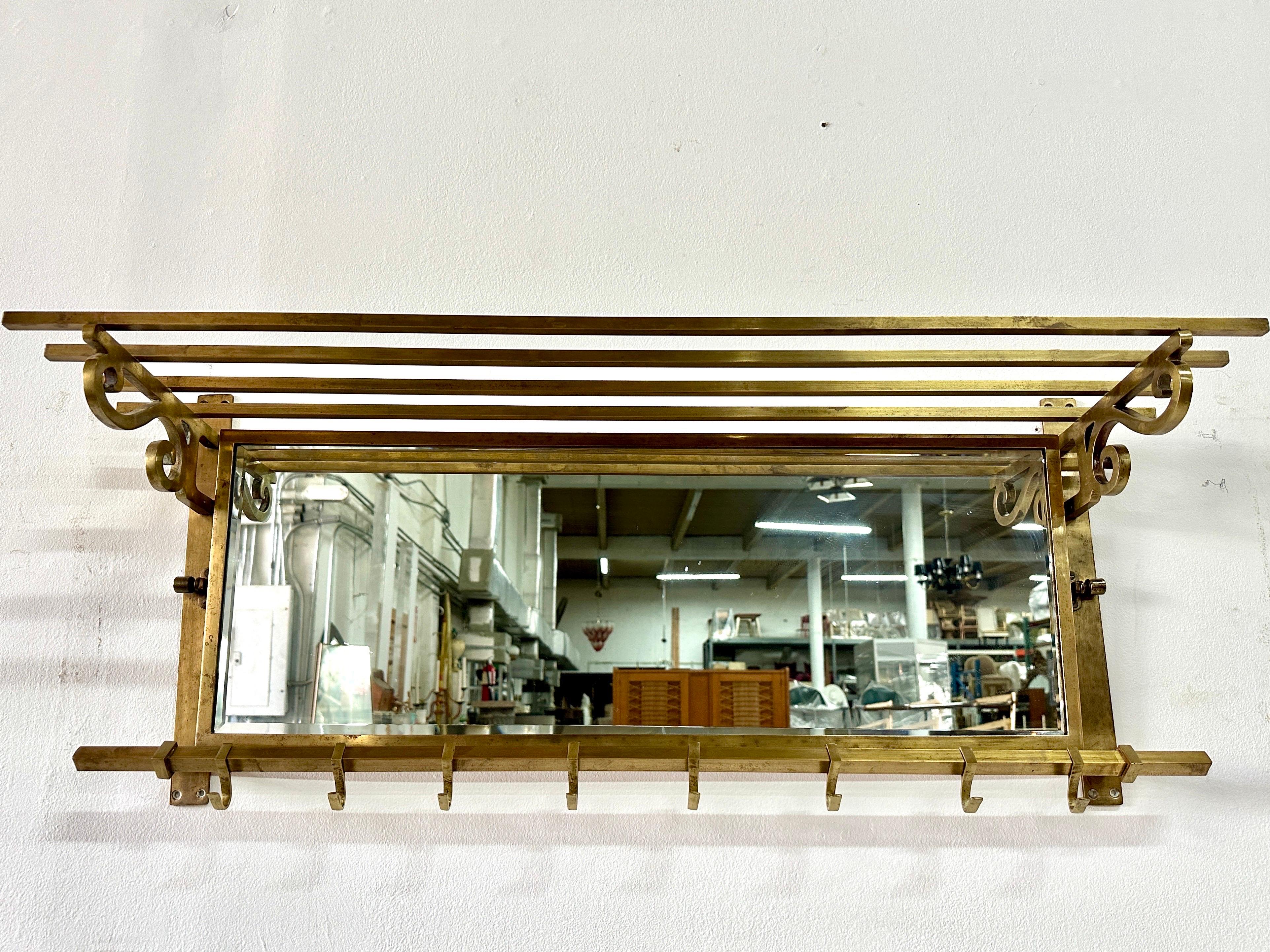 Italian 1960's Brass and Mirror Wall Mounted Hat/Coat Rack For Sale at ...