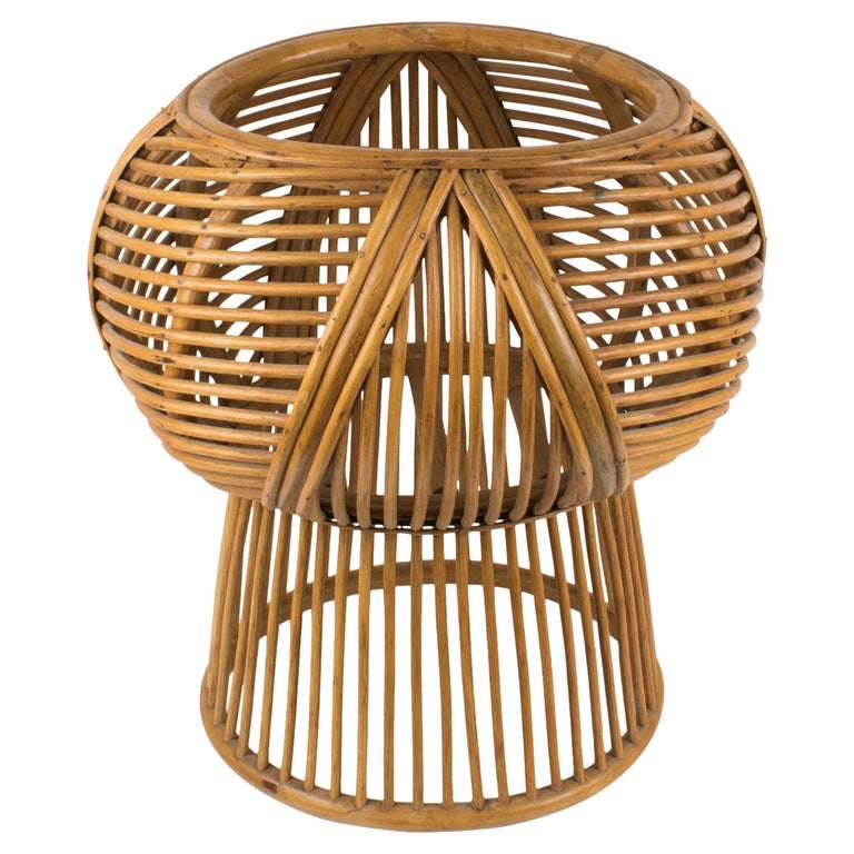 Italian 1960s Pencil Reed Rattan Bamboo Planter at 1stDibs