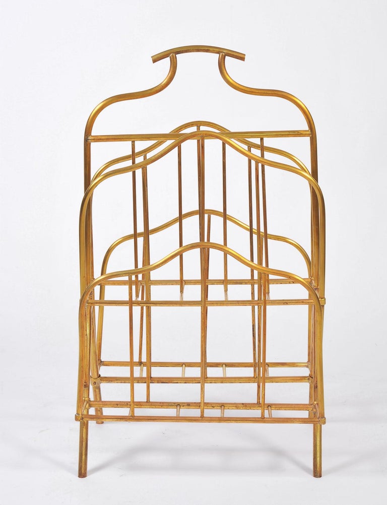 Italian 1960s Tall Brass Magazine Rack at 1stDibs