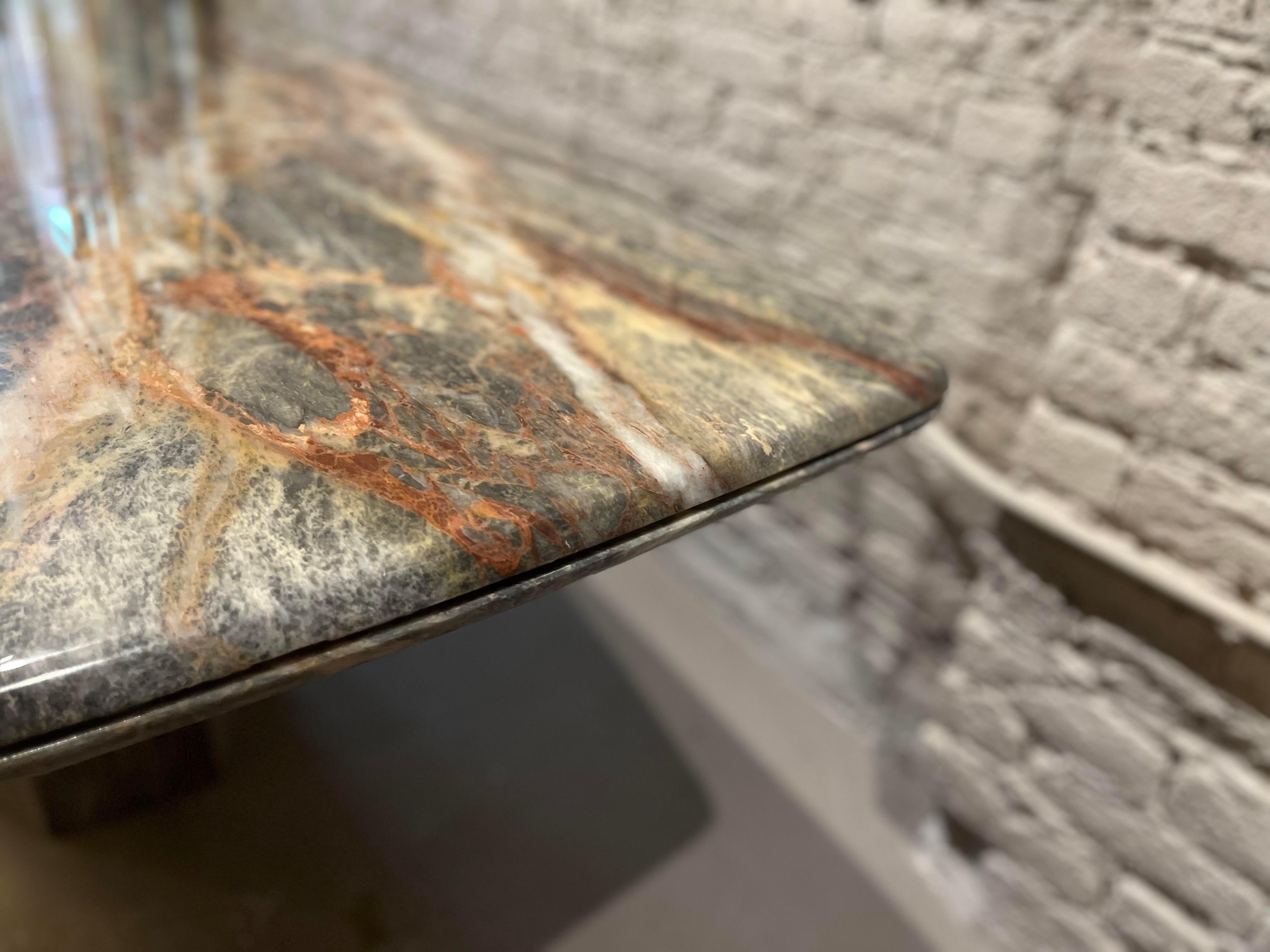 Italian 1970s Fior Di Pesco Marble Vintage Dining Table For Sale at 1stDibs