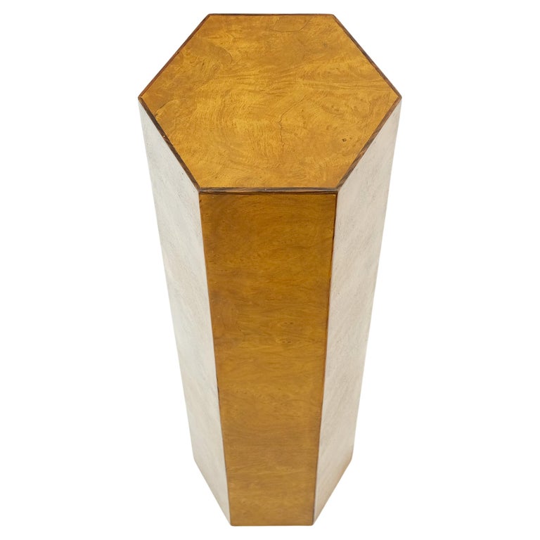 Italian 1970s Hexagon Shape 40" Tall Burl and Rosewood Pedestal Stand ...