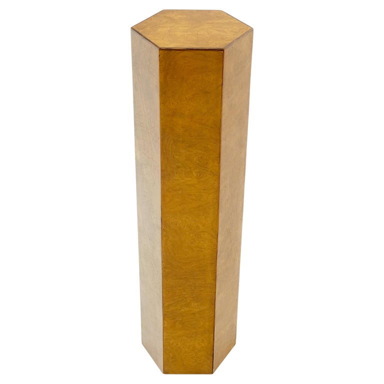 Italian 1970s Hexagon Shape 40" Tall Burl and Rosewood Pedestal Stand ...