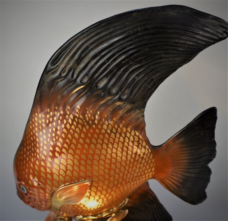 Italian 1970's Porcelain Fish Lamp For Sale at 1stDibs