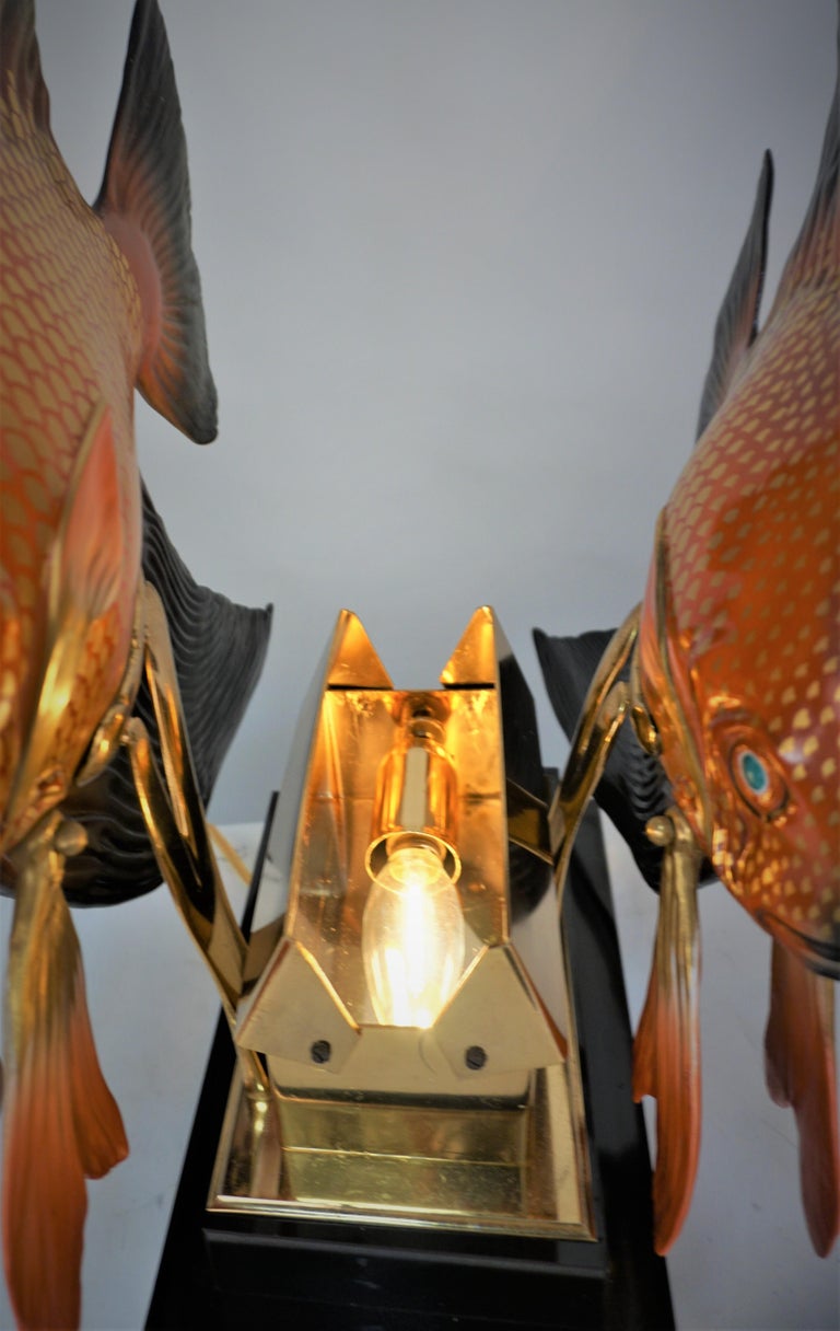 Italian 1970's Porcelain Fish Lamp For Sale at 1stDibs