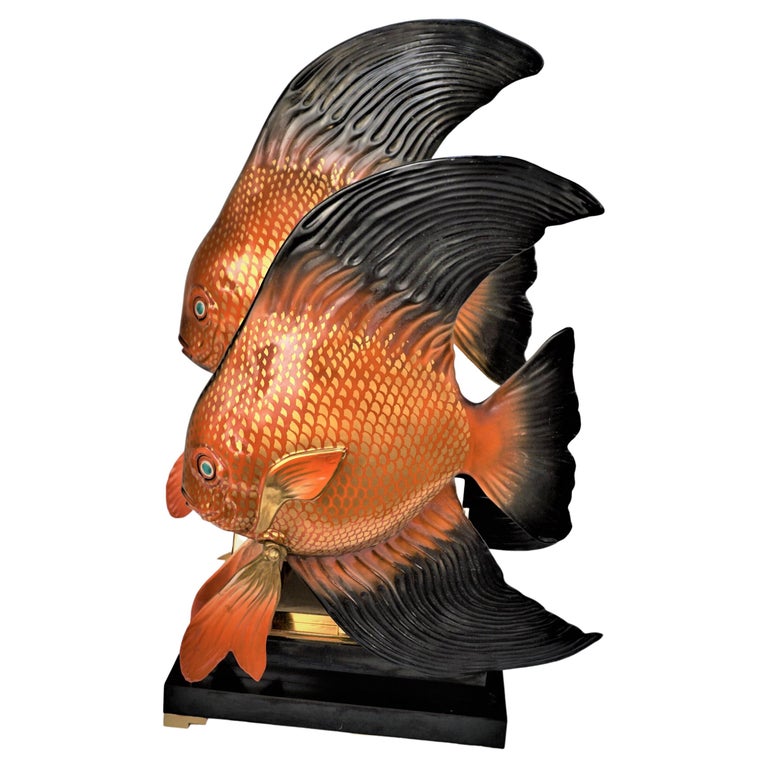 Italian 1970's Porcelain Fish Lamp For Sale at 1stDibs
