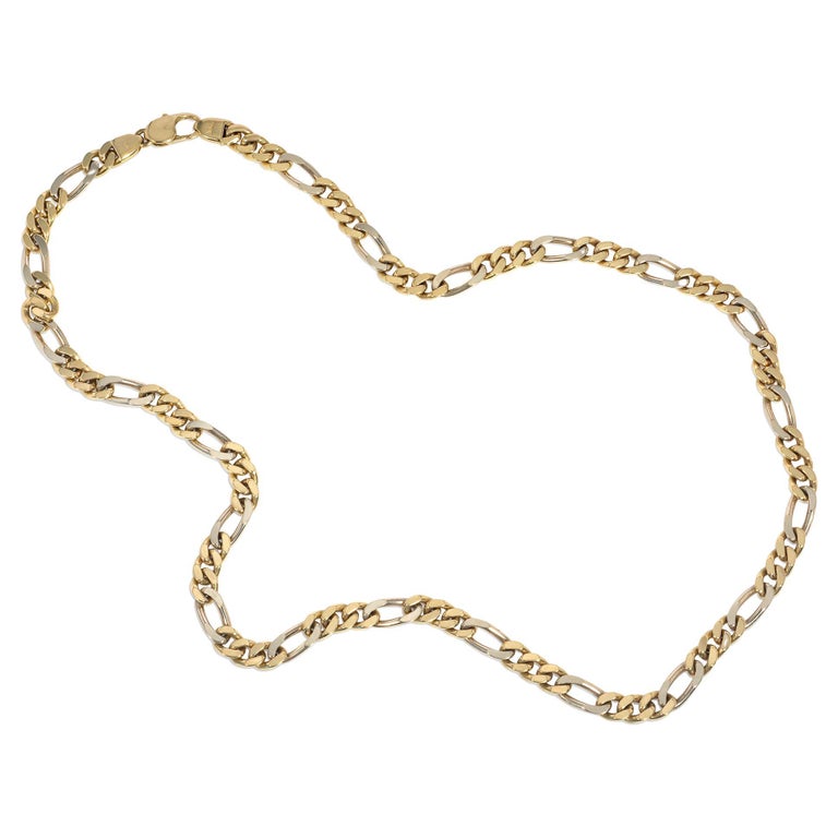 Italian 1970s Two-Color Gold Figaro Link Chain For Sale at 1stDibs
