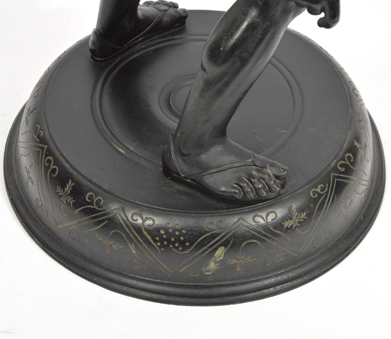 Italian 19th C. Bronze Statue of Silenius Holding Up a Snake Footed ...