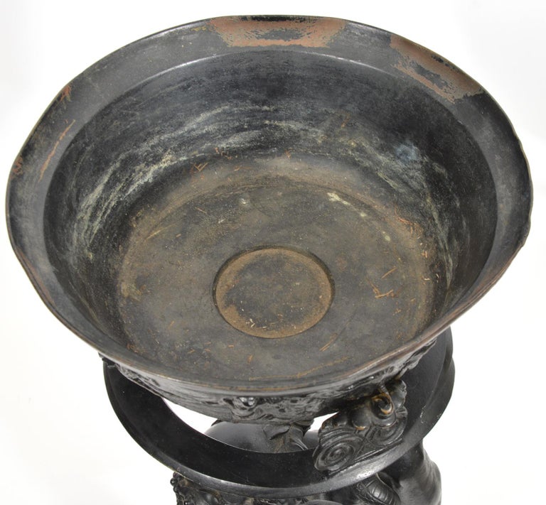 Italian 19th C. Bronze Statue of Silenius Holding Up a Snake Footed ...