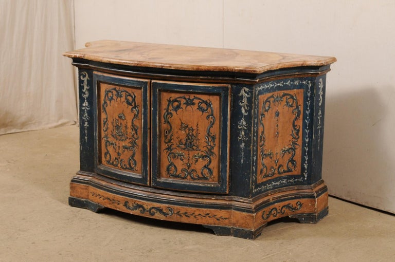 Italian Buffet Console with Curvy Shape and Ornate Rococo Painted ...