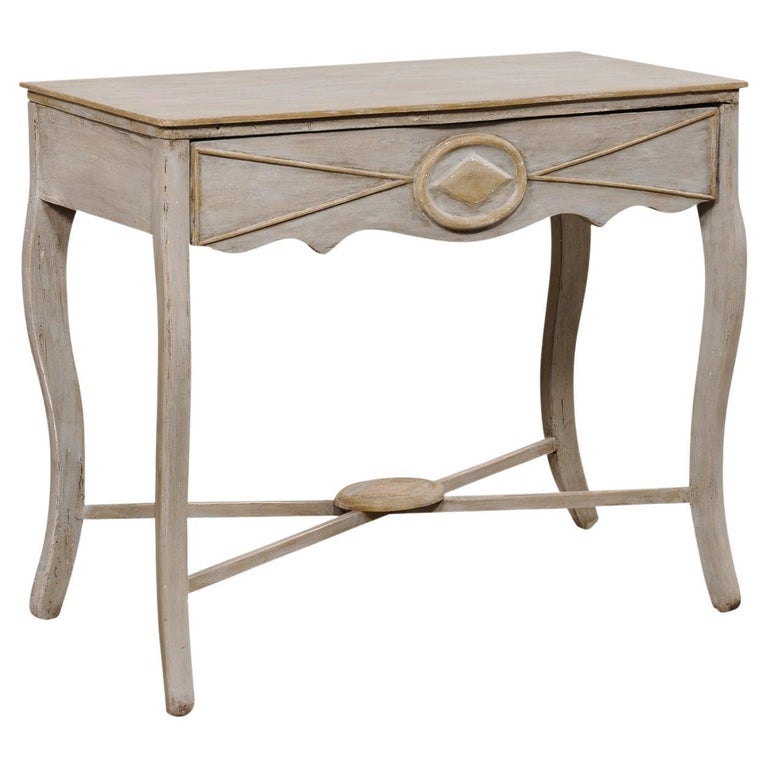 Table console italienne du 19e siècle avec tiroir et traverse en X ...