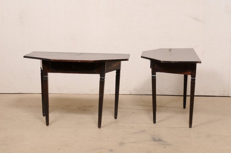 Italian 19th Century Pair of Wood Halved-Octagon Shaped Demi Console ...