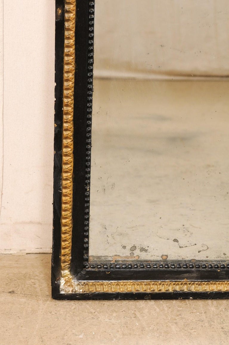 Italian 19th Century Rectangular Wall Mirror, Black with Gold Accent ...