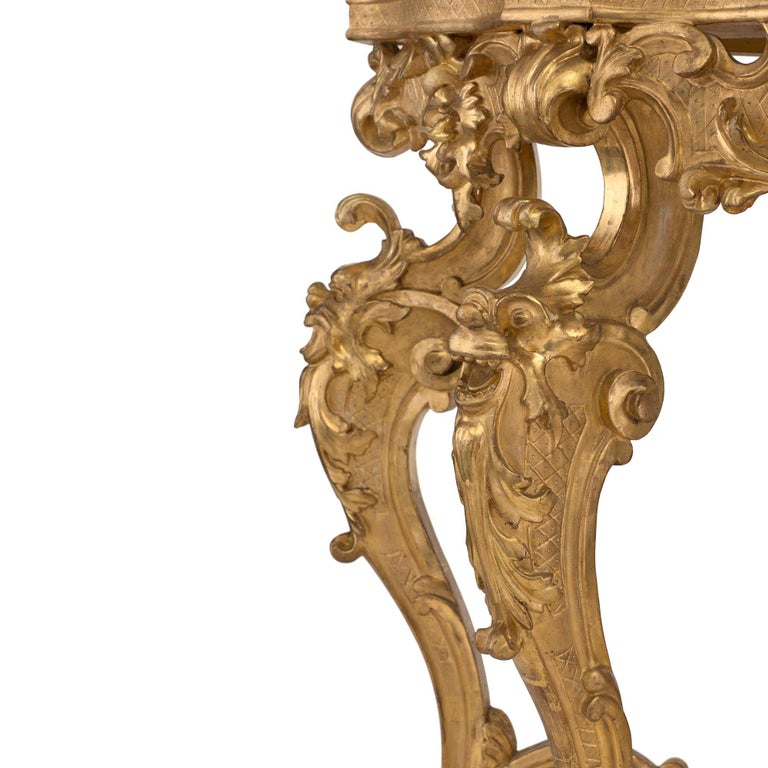 Italian 19th Century Baroque Giltwood and Marble Free Standing Console ...