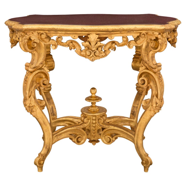 Italian 19th Century Baroque St. Giltwood and Faux Painted Porphyry ...