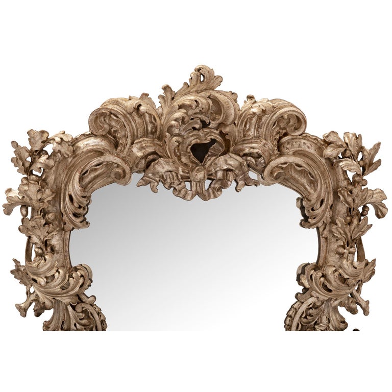 Italian 19th Century Baroque St. Silver Leaf Mirror For Sale at 1stDibs