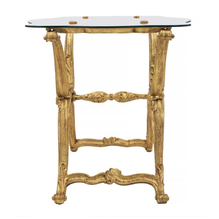 Italian 19th Century Baroque Style Giltwood and Glass Cocktail Table ...