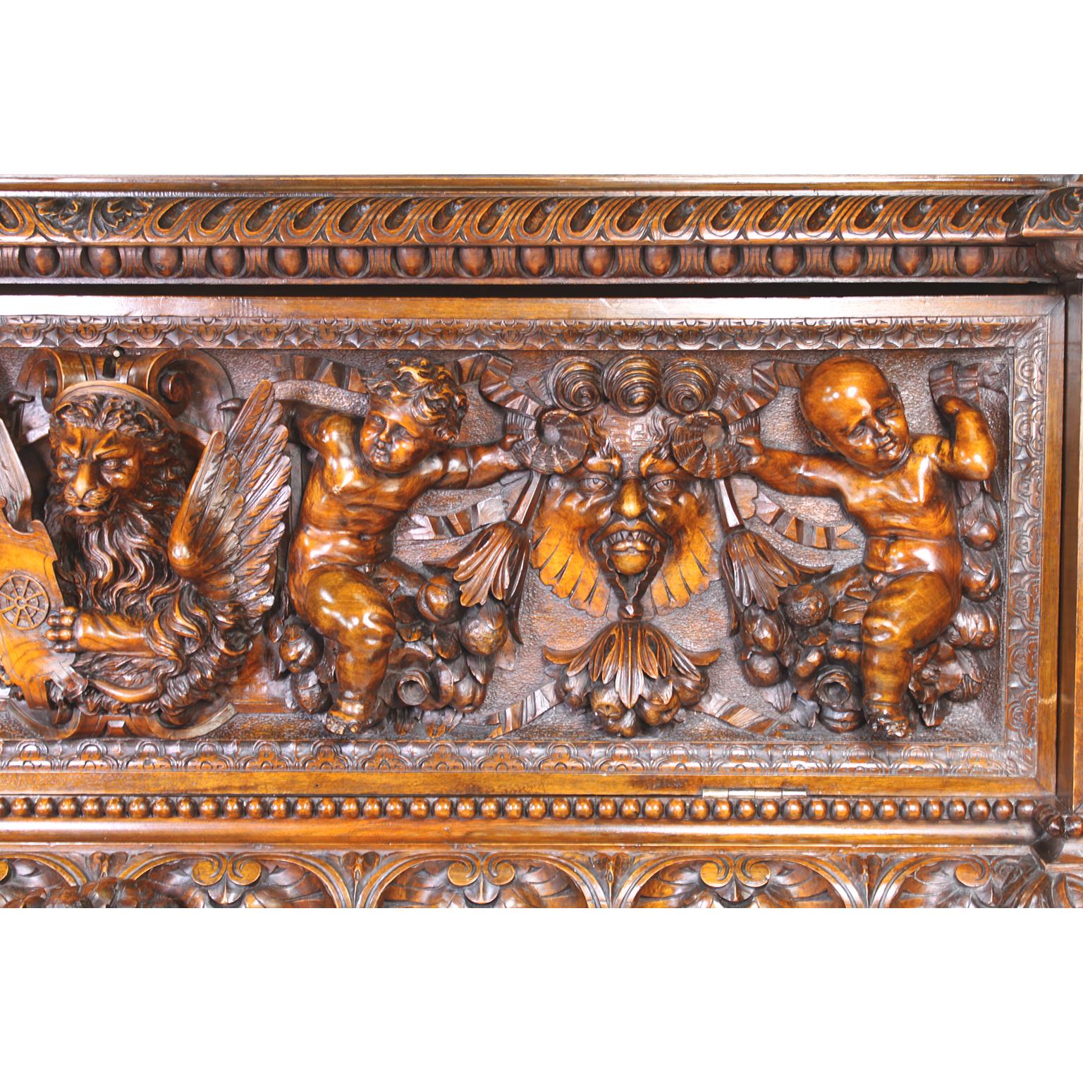 Italian 19th Century Carved Walnut Cassone Chest with Putti and Winged ...