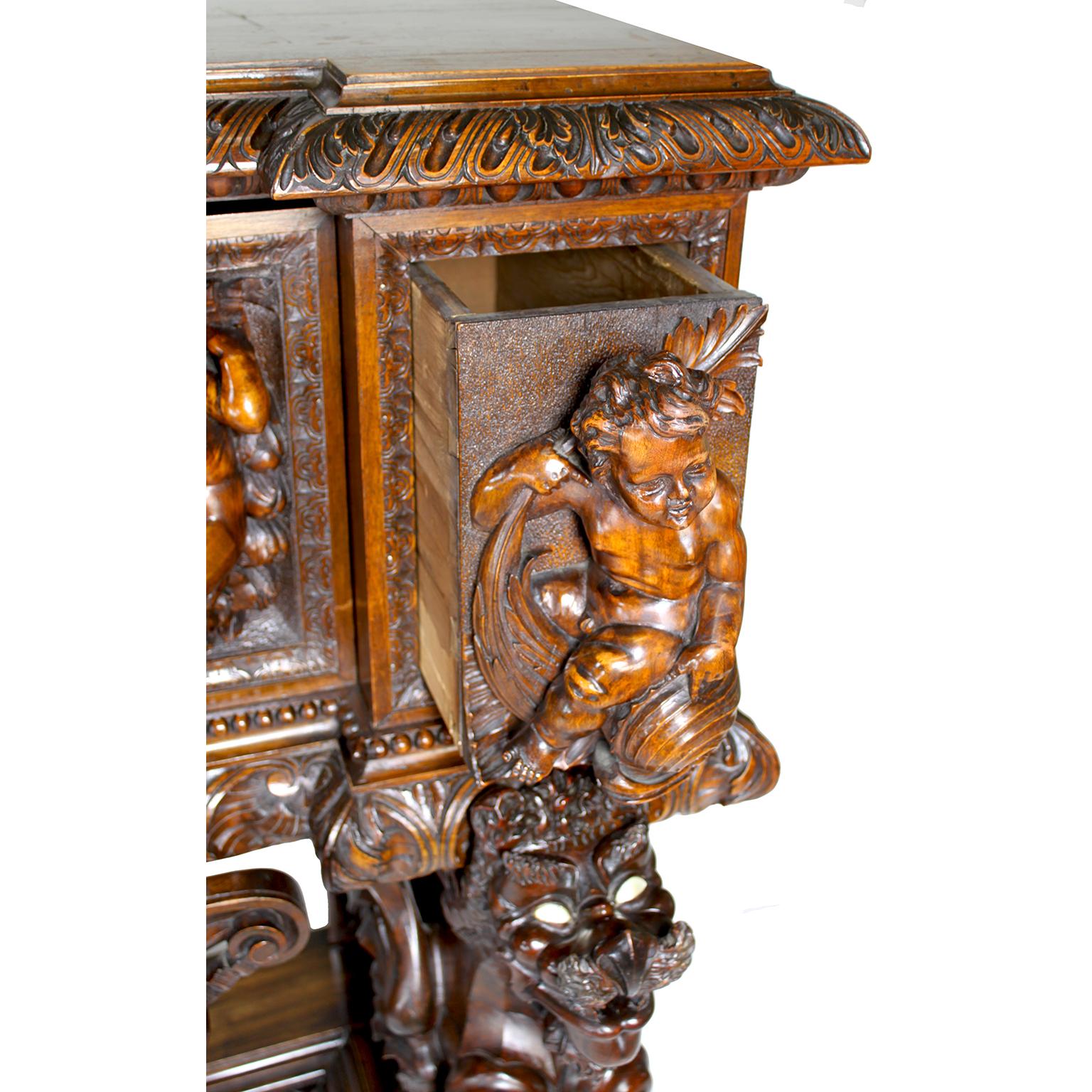 Italian 19th Century Carved Walnut Cassone Chest with Putti and Winged ...