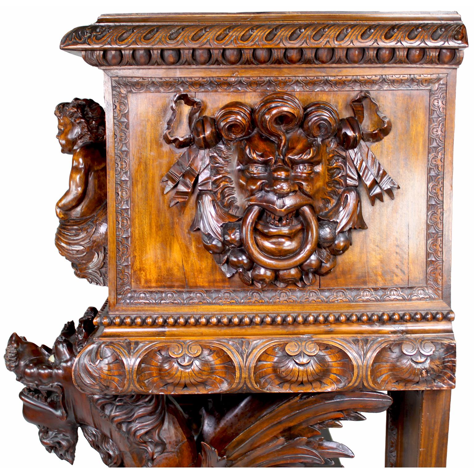Italian 19th Century Carved Walnut Cassone Chest with Putti and Winged ...