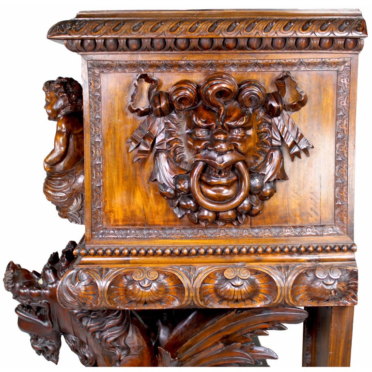 Italian 19th Century Carved Walnut Cassone Chest with Putti and Winged ...