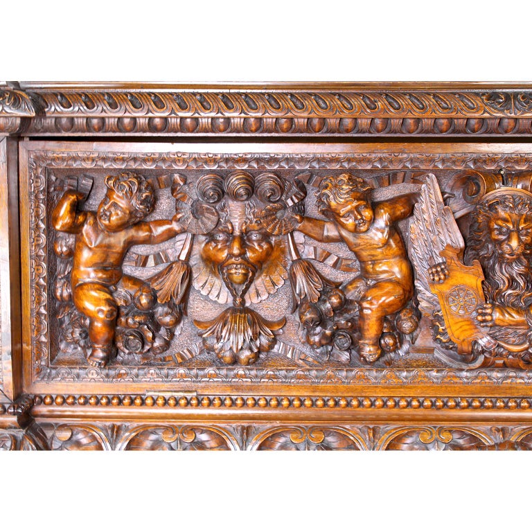 Italian 19th Century Carved Walnut Cassone Chest with Putti and Winged ...