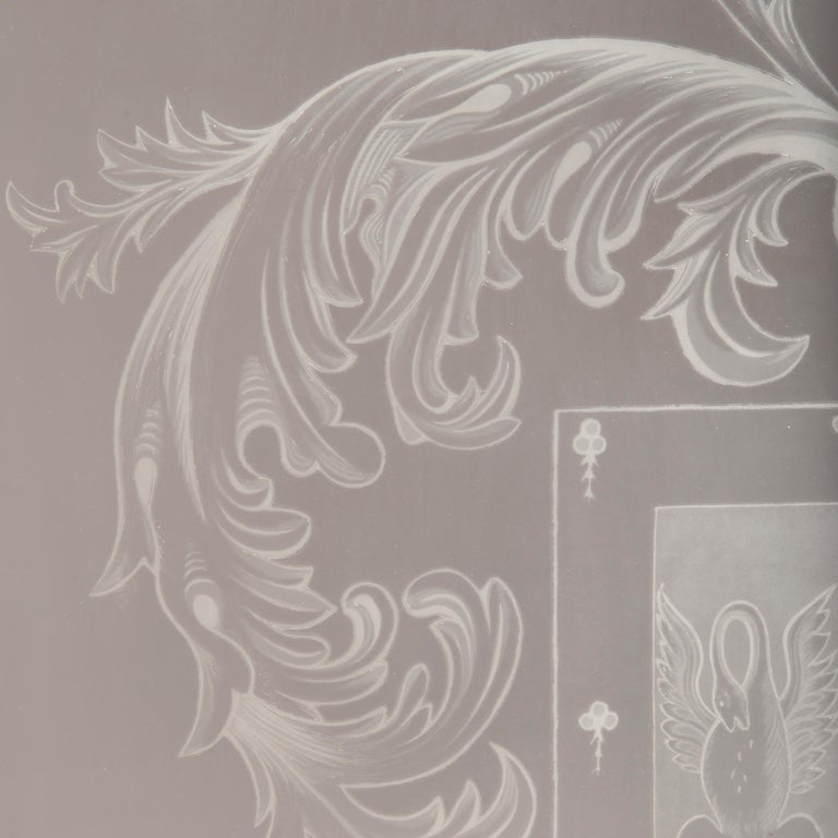 Italian 19th Century Etched Glass Family Crest Signed J. Prat. Colon 7 ...