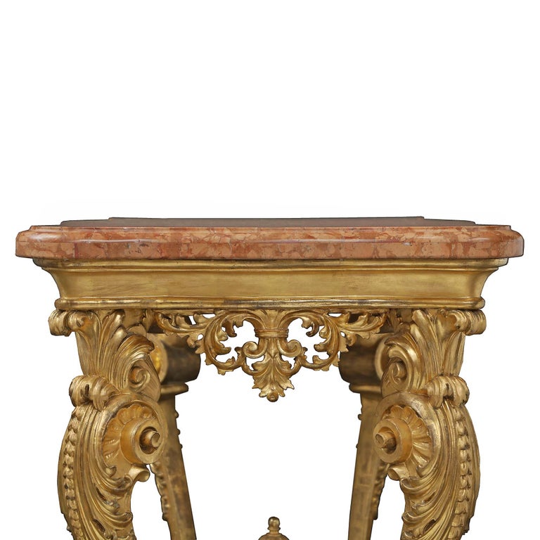 Italian 19th Century Louis XV St. Giltwood Center Table For Sale at 1stDibs
