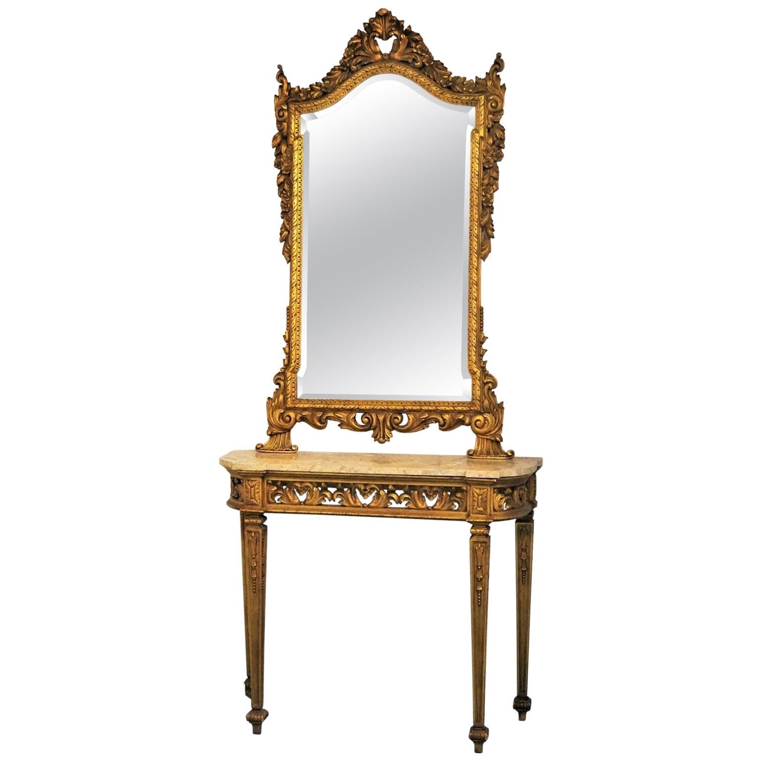 Pair of French Carved Giltwood Corner Console Tables, 19th Century For ...