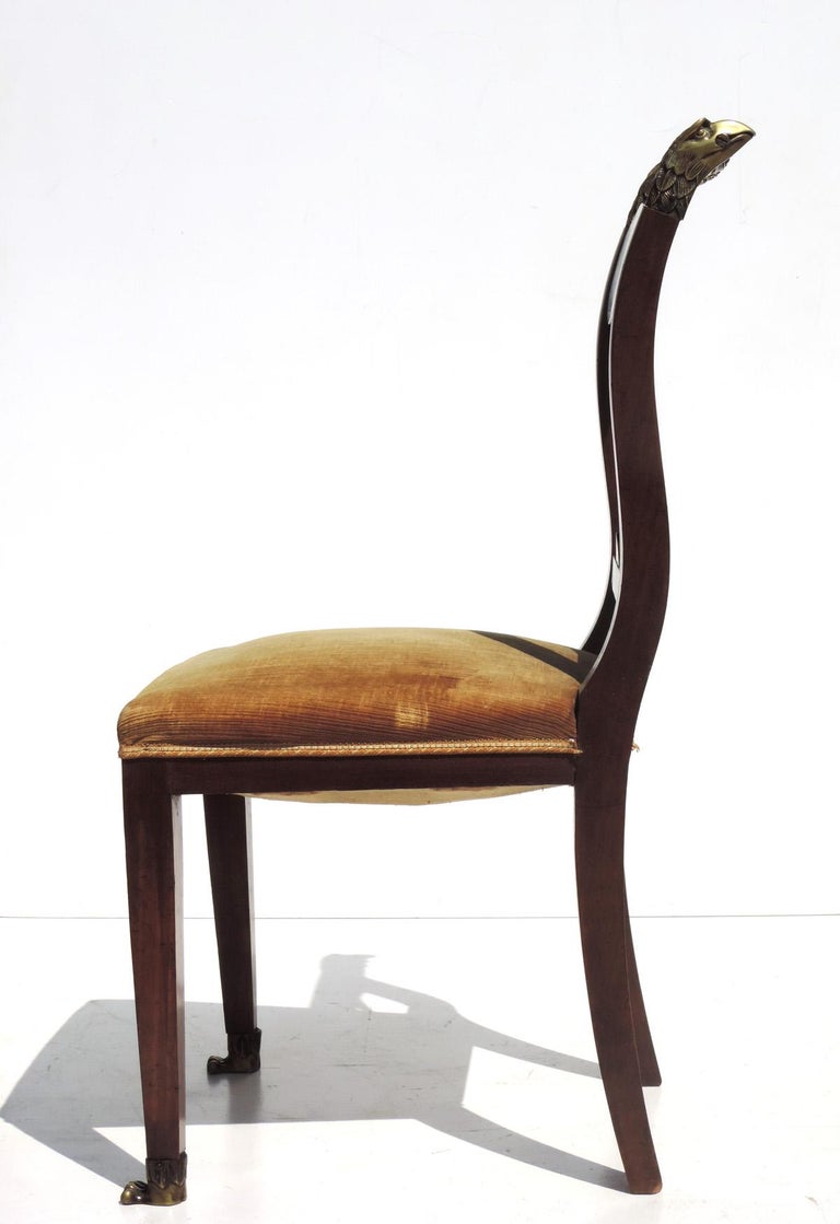 Italian 19th Century Marquetry and Bronze Empire Side Chair For Sale at ...