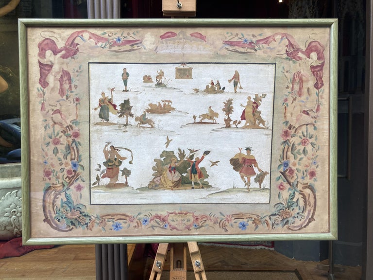 Italian 19th Century Mixed Media Gouache Tempera Theatre Set Costume ...