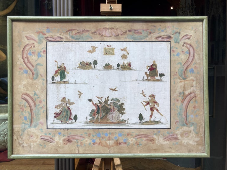 Italian 19th Century Mixed Media Gouache Tempera Theatre Set Costume ...