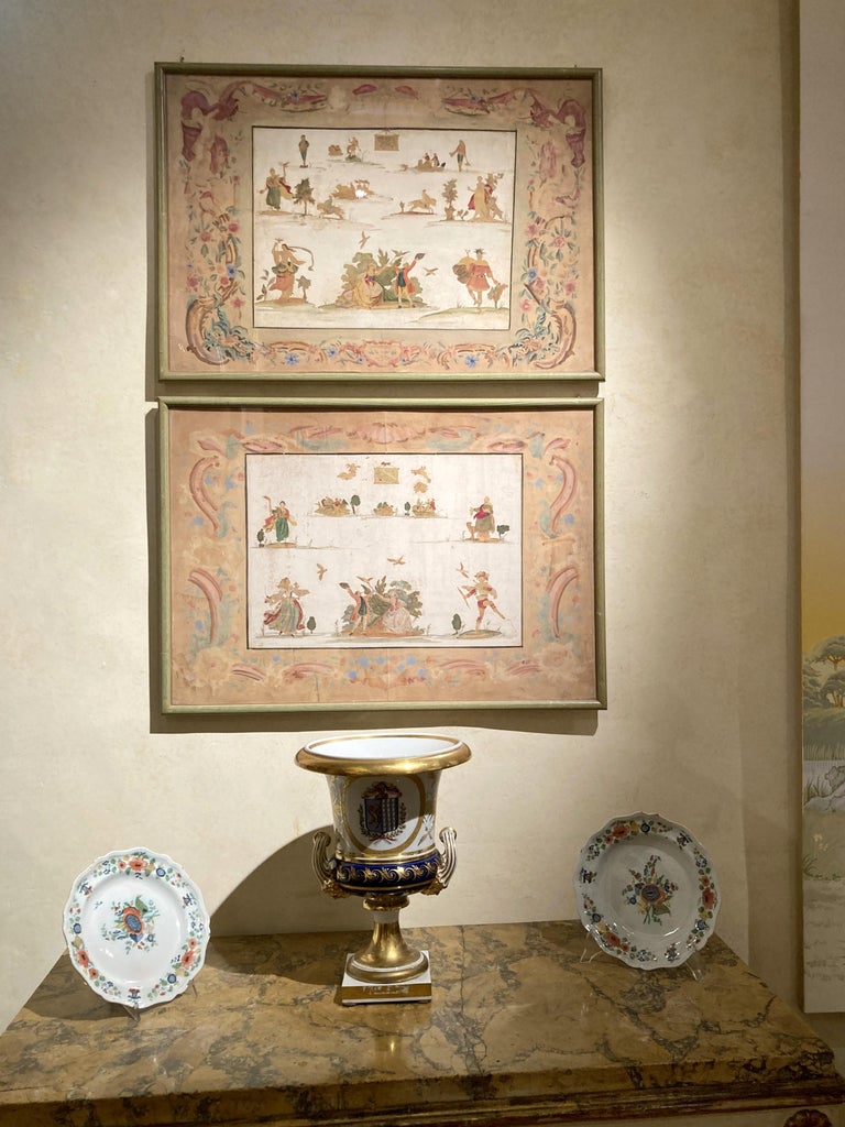 Italian 19th Century Mixed Media Gouache Tempera Theatre Set Costume ...
