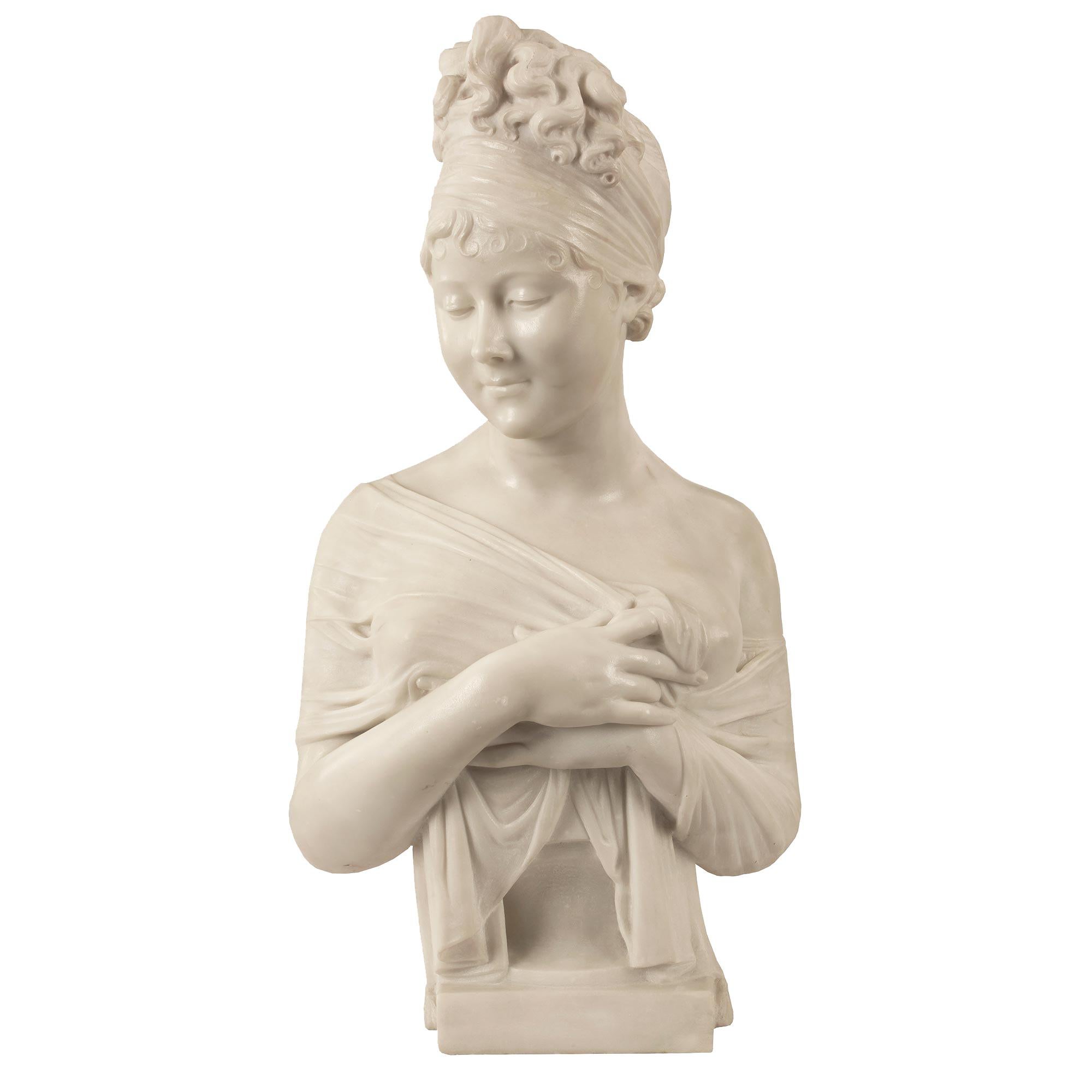 Mid-19th Century White Italian Neoclassical Plaster Bust Antinous, 1860 ...