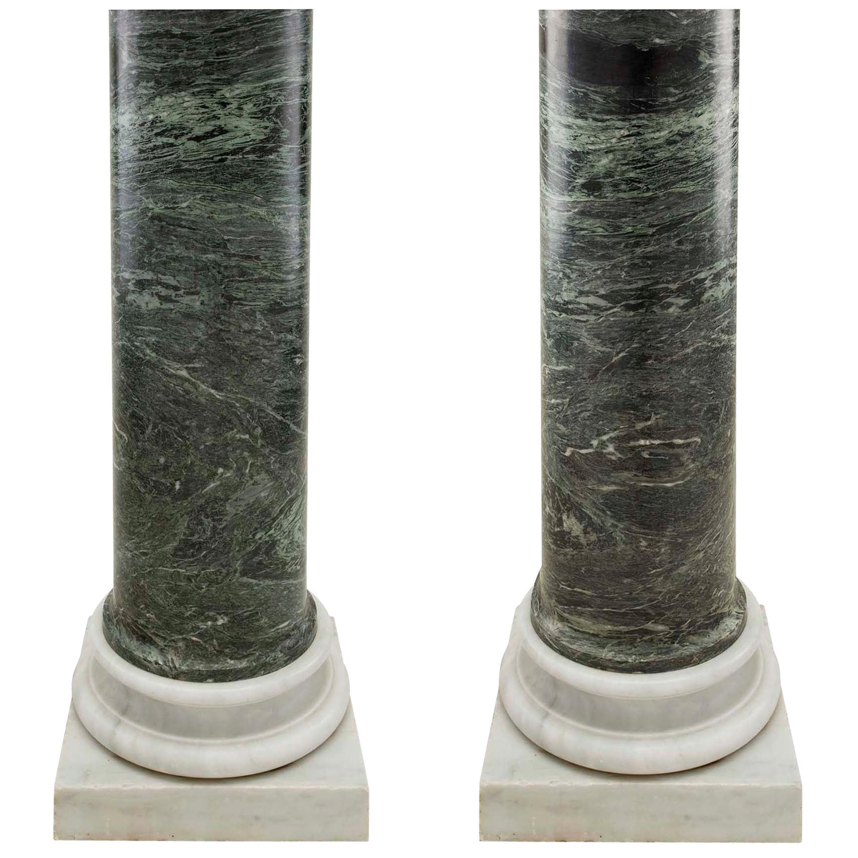 Italian Neoclassical Green Serpentine Marble Pedestal Fluted Column ...