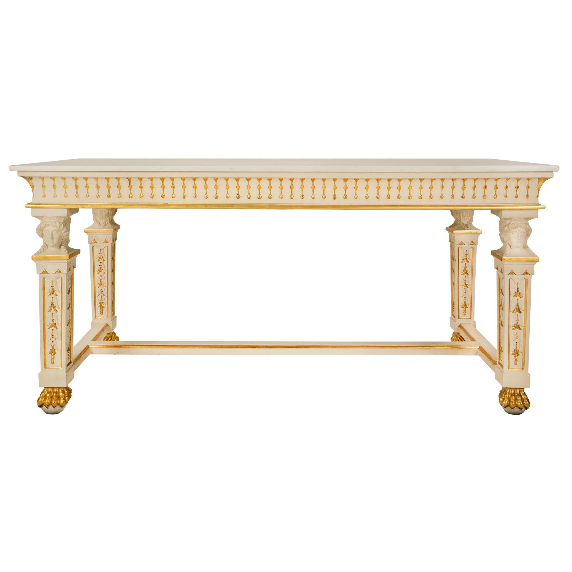 Italian 19th Century Neoclassical Style Giltwood and Marble Centre ...